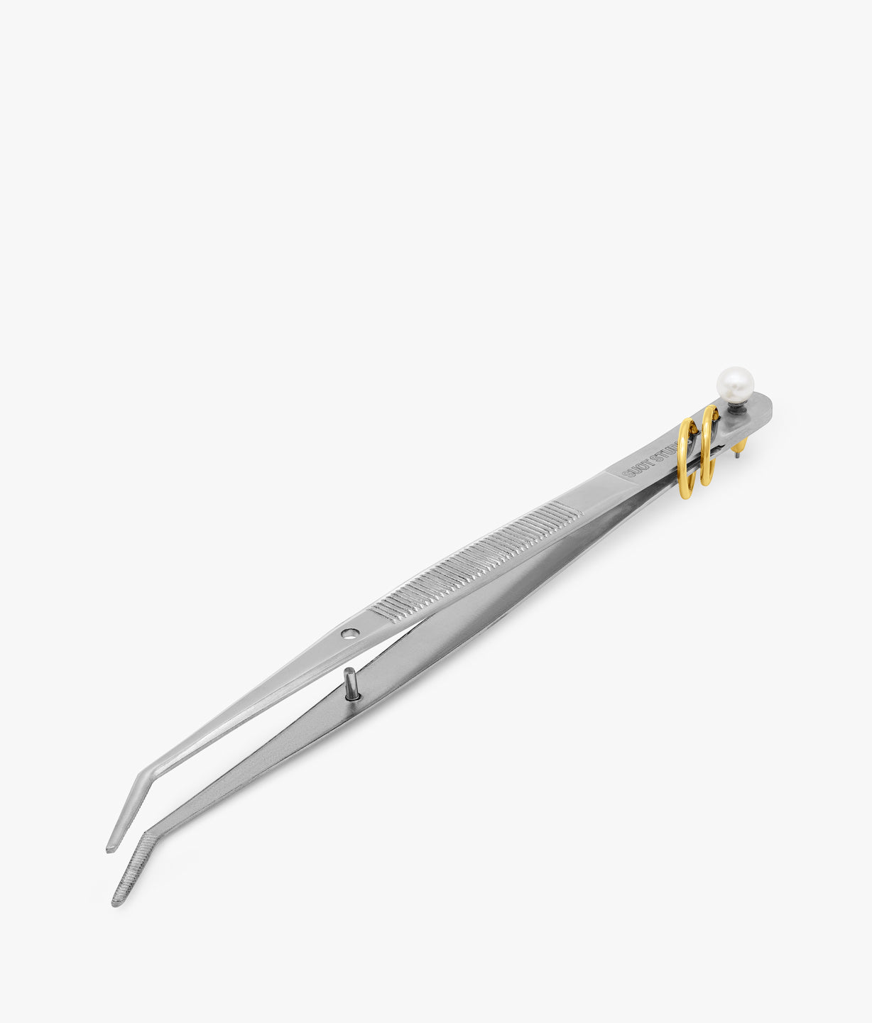 Steel jewelry clamp with Gold Plated Silver rings and pearl – SUOT Studio